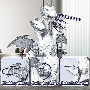 Remote Control Dinosaur Toys for Kids, RC Three Headed Dinosaur Robot with Dynamic LED Light, Realistic Toys for 3 4 5 6 7 8 9 10 11 12+ Year Old Boys/Girls, Gifts for Halloween Christmas Birthday