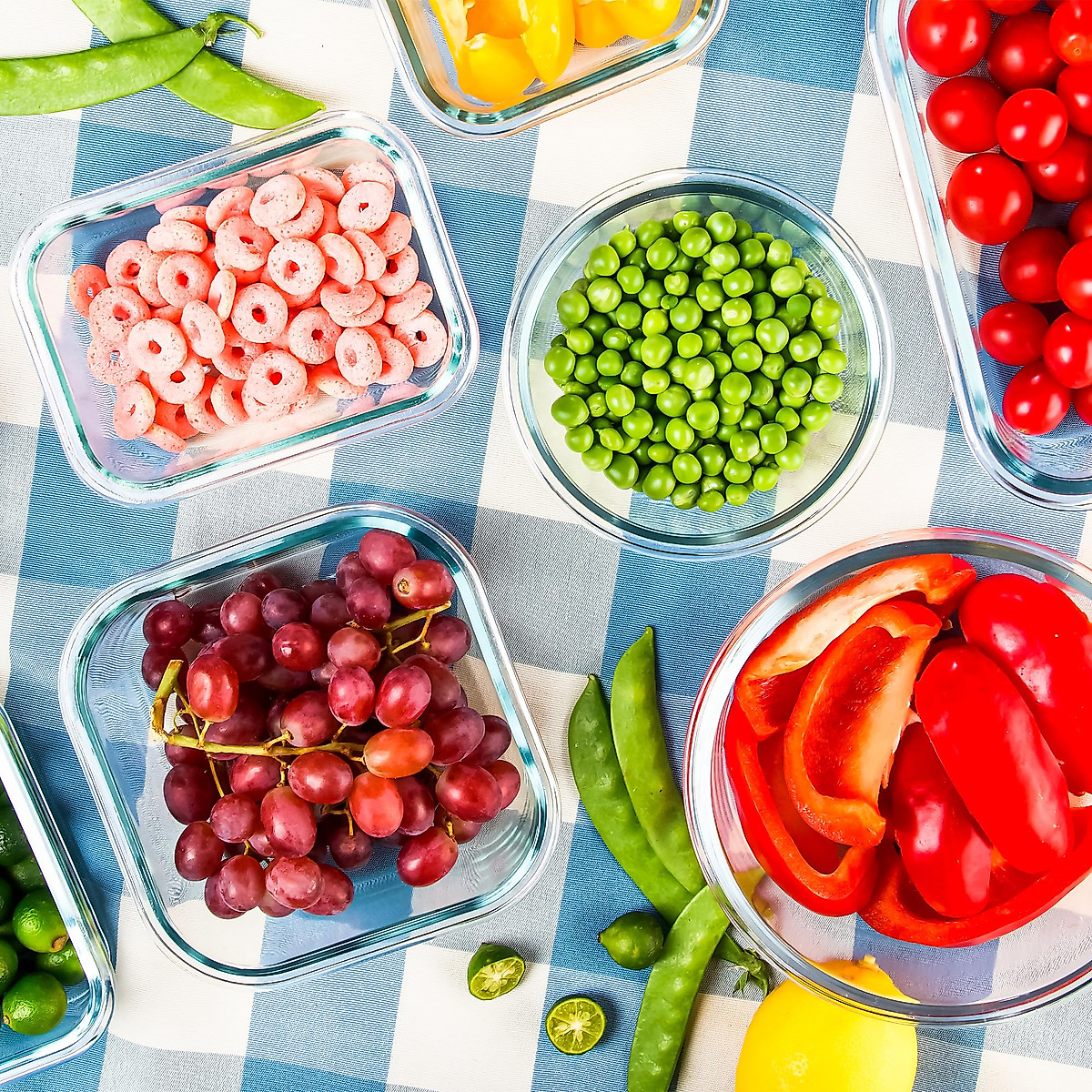 CZUMJJ Glass Meal Prep Containers Set of 12 Food Storage Containers for Lunches, Dishwasher Safe, Pink