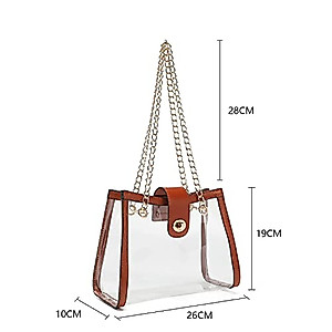 Tiwougel Women Clear Shoulder handbags Purses,Ladies Lightweight With Chain Strap and Twist Lock Crossbody bags (black)