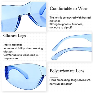Yunsailing 48 Pairs Clear Safety Glasses Bulk, Safety Goggles Anti Fog Eye Protection Glasses, Scratch and Impact Resistant Protective Eyewear for Men Women Work Construction Shooting Laboratory, Blue