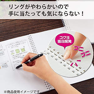 KOKUYO Spiral Lined Notebook, 10'' x 7'' Business Journal B5 Soft Ring Notebooks with A 6mm Ruled, 80 Perforated Sheets, Clear 1 Subject Notebook, Note Taking for Work. Japan Import (SU-SV508B-T)