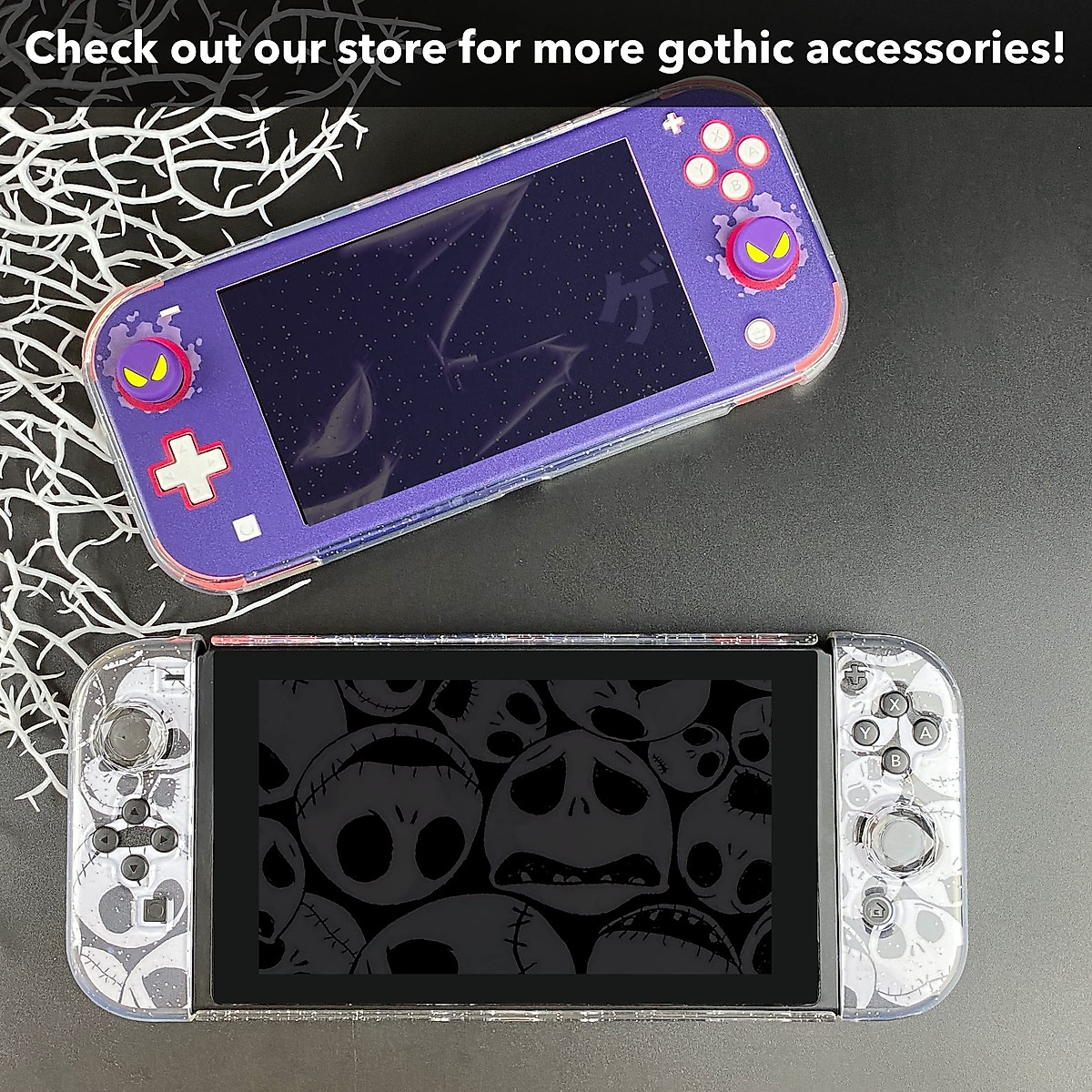 BelugaDesign Gengar Switch Skin | Cute Pastel Sticker Wrap Vinyl Decal | Anime Ghost Kawaii Japanese Cartoon Game l Compatible with Nintendo Switch (Switch Lite, Purple)
