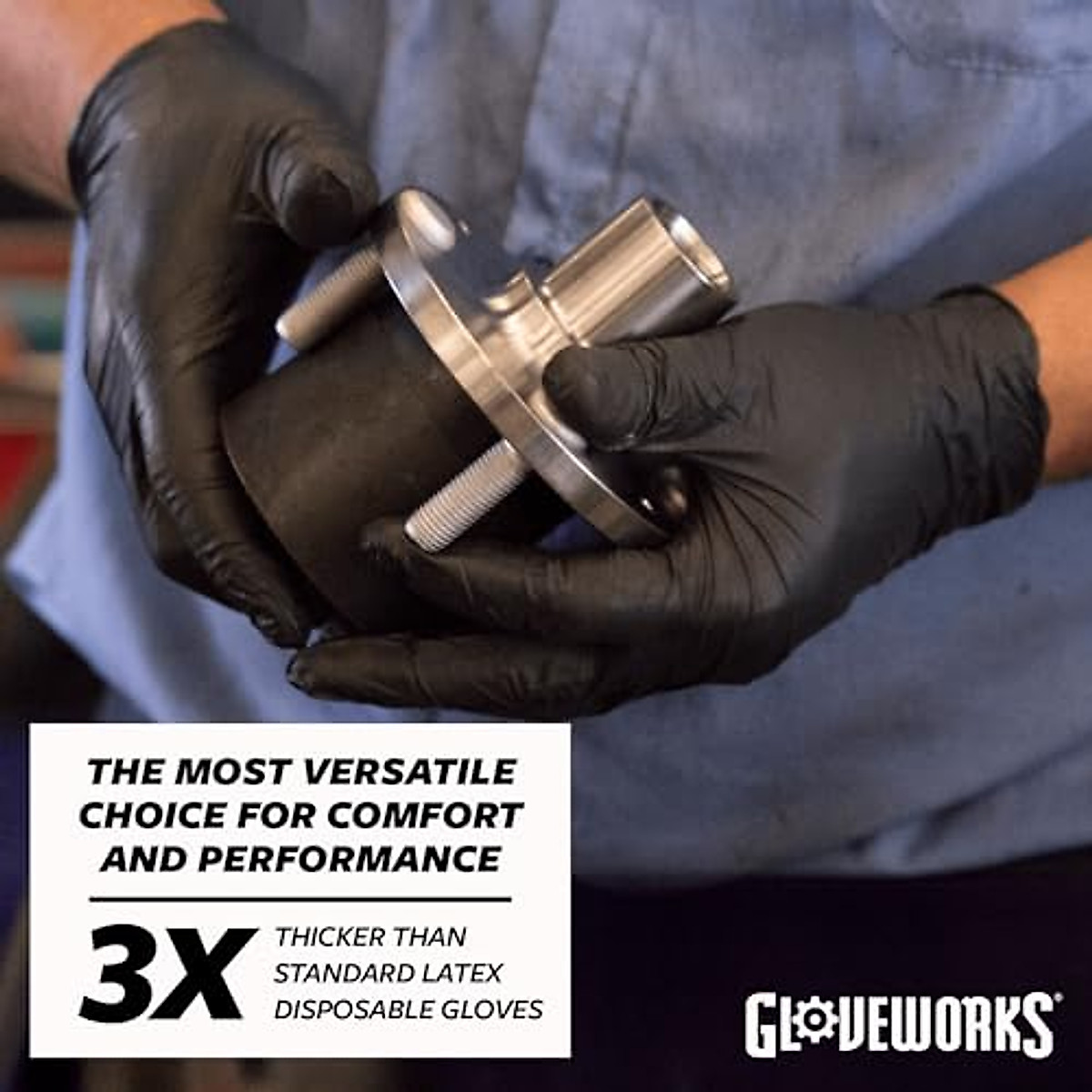 GLOVEWORKS Black Disposable Nitrile Industrial Gloves, 5 Mil, Latex & Powder-Free, Food-Safe, Textured, Medium, Case of 1000