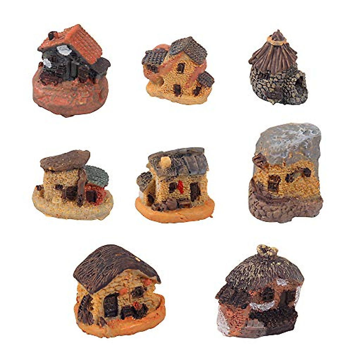 Kbraveo 12pcs Fairy Gardens Stone House and Fairy Gardens Tree,Fairy Gardens Kits Dollhouse Supplies DIY Outdoor Decorations