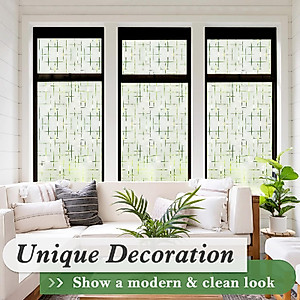 rabbitgoo Window Privacy Film Frosted Glass Window Film, Decorative Privacy Cling, UV Blocking Staic Cling Bathroom Glass Frosting Sticker, Non-Adhesive Front Door Cover, Cross Pattern, 11.8" x 78.7"