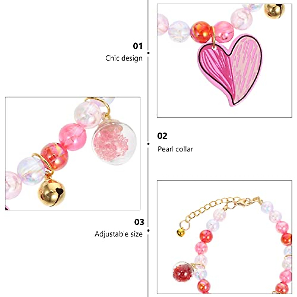 Heart Dog Necklace Collar Valentines Day Pet Pearls Neck Chain Adjustable Choker Wedding Collar Photo Prop Jewelry for Puppy Dog Cat Chihuahua Yorkie Rabbit Clothes Outfits Accessories M