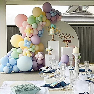 EUOPHYM 112 Pcs Pastel Balloon Garland Kit, Balloon Arch Kit,5'' 18'' Macaron Easter Balloon Garland Decorations Magical Rainbow Balloon Wedding Birthday Anniversary Mermaid Party Graduation Wedding