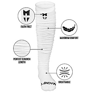 Magnify Sportswear Scrunch Football Socks for Athletes of Faith - Padded Extra Long Athletic Socks for Men, Youth, Boys, Kids