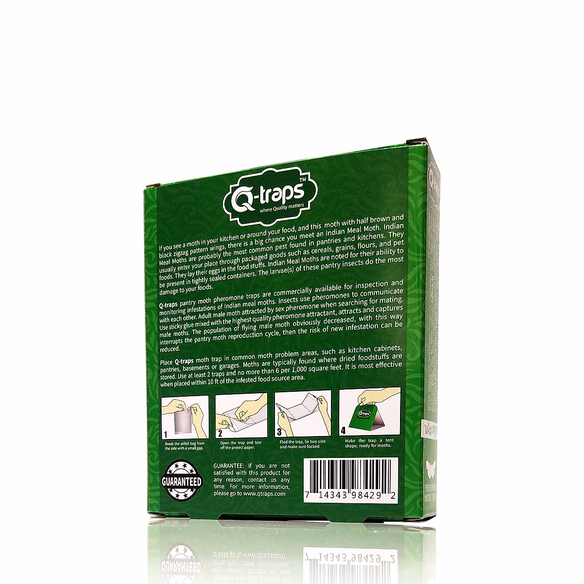 Q-Traps Pantry Moth Traps - Safe, Nontoxic, Insecticide & Odor Free, Pheromone Attractant Traps for Common Kitchen Moths (6 Traps)