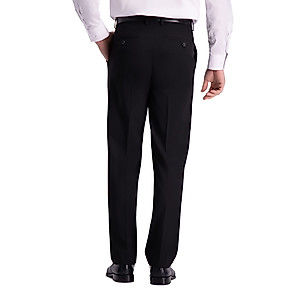 J.M. Haggar Men's Solid Gab 4-Way Stretch Straight Fit Flat Front Dress Pant, Black, 40Wx30L