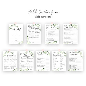 GREENERY Baby Shower Game — BABY TRIVIA Games — Pack of 25 — Fun Baby Facts Games, Floral, Green, Olive Branch Baby Shower Activity, Rustic Gender Neutral Baby Shower Games, G320-TRV