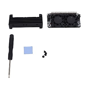 Dual Cooling Fans with Aluminum Alloy Heatsink for Raspberry Pi Zero 2W, RGB Lights Support GPIO PWM Control, Come with Screwdriver