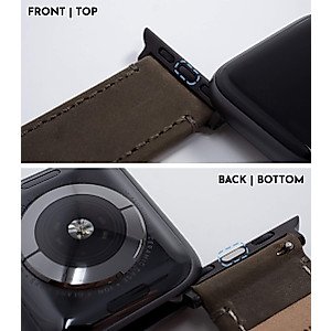 BARTON WATCH BANDS 42mm/44mm/45mm/49mm Espresso Brown - Top Grain Leather Watch Bands Compatible with all Apple Watch Models - Black Hardware