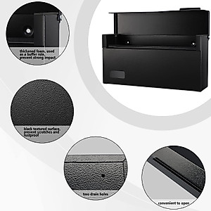 xydled Mailbox Wall Mount Door Mailboxes for Outside, Large Steel Hanging Metal Mailbox, Modern Post Box Package Parcel Drop Box for House Home, Textured Black, 14.56''x7.1''x4''