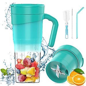 Portable Blender for Shakes and Smoothies, 16 Oz Mini Blender cup, HUIJUTCHEN Personal Blender with Six Blades USB Rechargeable Juicer Blender Cup for Baby Food Travel Kitchen, 470ML Green