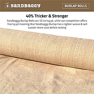 Sandbaggy Burlap Fabric Roll | 1 Roll - 40 inch Width by 300 ft Length | 30% Thicker Than Competition | Constructed from Industrial Grade Burlap Fiber | Great for Home Decor & Weddings, Plant Covers