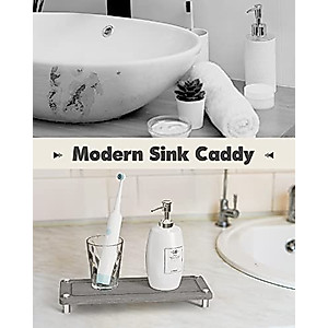 Johamoo Drying Stone Sink Tray, Bathroom Instant Dry Sink Organizer, Diatomaceous Earth Water Absorbing Stone Tray for Sink, Sink Drying Stone for Kitchen Counter with Stainless Steel Feet, Grey