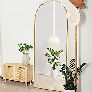 DESBING Arched Full Length Mirror, 64”x21” Floor Length Mirror with Metal Frame, Gold Full Body Mirror for Bedroom Living Room, Free Standing or Wall Mounted or Leaning Against Wall Body Mirror