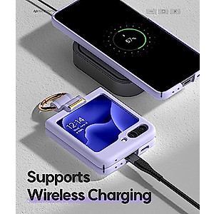 GOOSPERY Goosepry Ring Holder Case Compatible with Galaxy Z Flip 5 Case, Slim Thin Solid Pastel Sturdy Hard PC for Extra Protection Case for Z Filp5 5G 2023, Lilac Purple