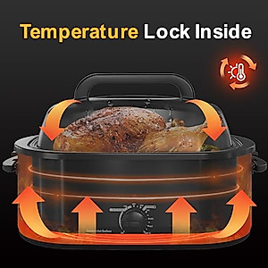 RoyalCraft 26-Quart Electric Roaster Oven - Perfect for Large Meals and Holiday Feasts, Black