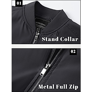 TACVASEN Bomber Jacket Men Black Jacket Men Zip Up Mens Jackets Casual Stylish Lightweight Mens Bomber Jackets Lightweight Windbreaker Jacket