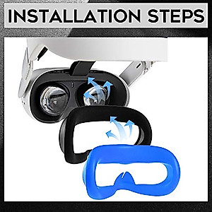 (1 Pack) Orzero Silicone Face Cover Skin Compatible for Quest 2, Standard Eye Pad, Sweatproof Light Blocking (Washable) for Virtual Reality Headset - Blue