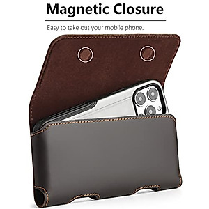 Gcepls Leather Phone Holster for iPhone 15 Pro Max,14 Pro Max,Galaxy S23 Ultra,S22 Ultra,Premium Genuine Leather Cell Phone Holster with Belt Clip,Phone Belt Holder Pouch Cover Case(Fits Thin Case on)