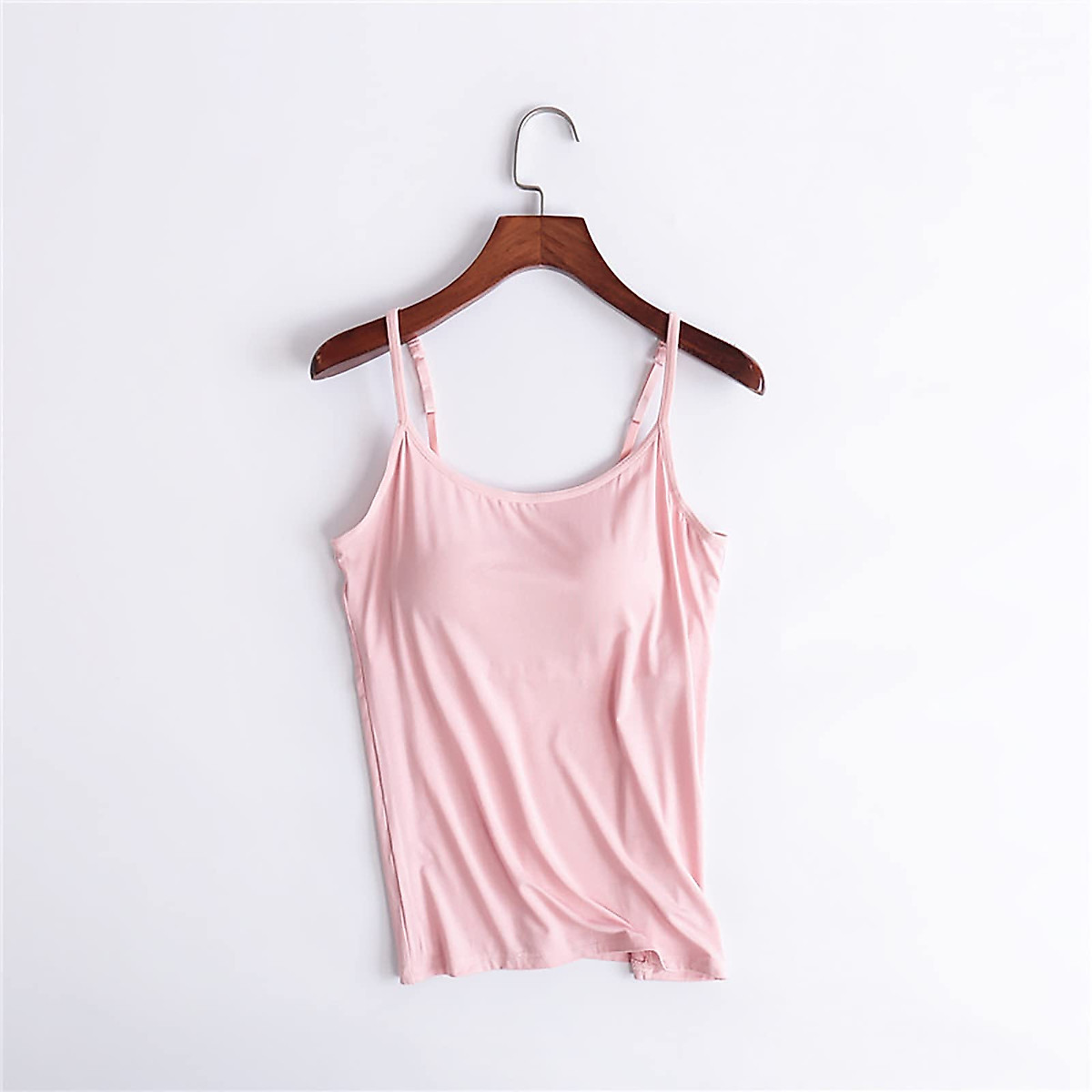 Tank Tops with Built in Bras Padded Cropped Casual Workout Shirts Spaghetti Strap Yoga Tank Tops Summer Camisoles Slim Fit Tank Tops Shelf Bra Camisole Scoop Neck Sleeveless Cami Tops Blouses Pink
