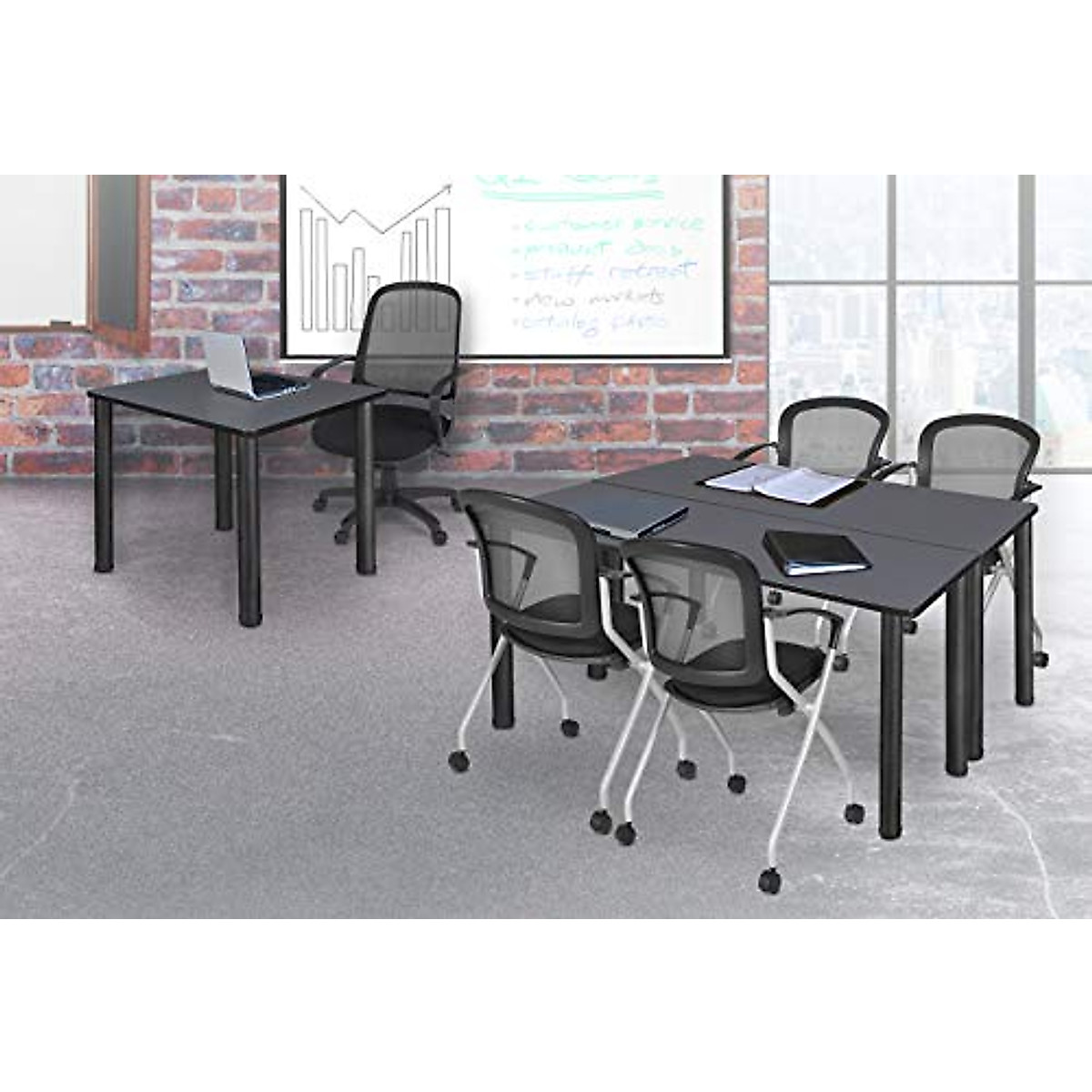 Kee 36" Square Breakroom Table- Grey/ Black