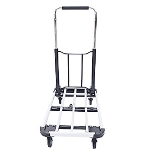 Foldable Platform Cart, 330 lbs Luggage Cart Folding Moving Dolly Luggage Trolley Push Hand Truck Telescopic Adjustment Trolley Rubber Wheel