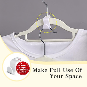 Non Slip Hangers 40 Pack, Clothes Plastic Hangers, Thin Hangers Plastic, Hangers Non Slip, Heavy Duty Hangers, 360° Swivel Space Saving Hangers with Clothes Hooks for Shirts, Pants, Dress (White)