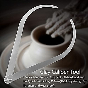 Watris Veiyi 10inch Clay Caliper Tool, Stainless Steel Caliper Clay, Measuring Pottery Tool, Bent Leg Stainless Steel Caliper, Inside Outside Caliper, Sculpture Ceramic Tool for Carving Modeling