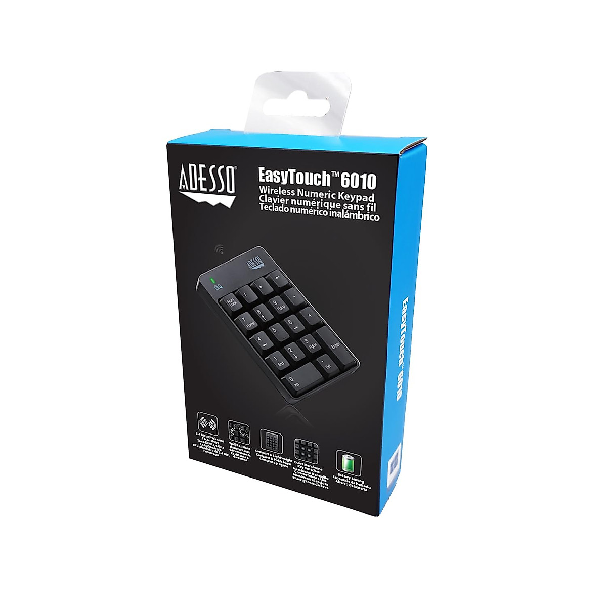 Adesso WKB-6010UB - Wireless Spill Resistant 18-Key Numeric Keypad Number Pad, Black