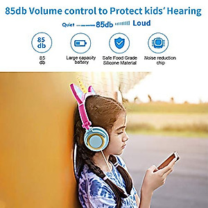 iFecco Kids Headphones, Boys Girls Teens Foldable Adjustable Wired On-Ear Headset 3.5mm Audio Jack Stereo Tangle-Free, 85 dB Volume Limited Childrens Headphones for School Home, Travel