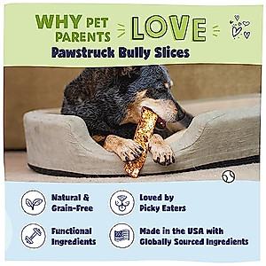 Pawstruck Bully Slices Rawhide Chews for Dog, 1 lb. Long Lasting Treats, Pet Food, Low Calorie Bully Sticks Alternative, Beef Flavor, Pizzle Coated Chew Sticks, No Artificial Ingredients, 1 Pounds