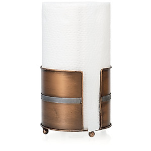 Red Co. 6” Metal Vertical Freestanding Tabletop Paper Towel Holder Stand in Antique Brass Finish