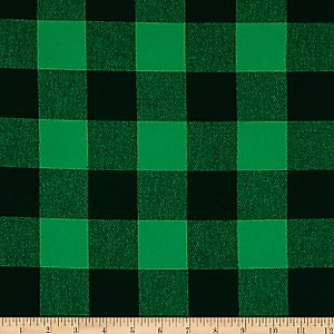 Yarn Dyed Flannel Buffalo Plaid Green, Fabric by the Yard