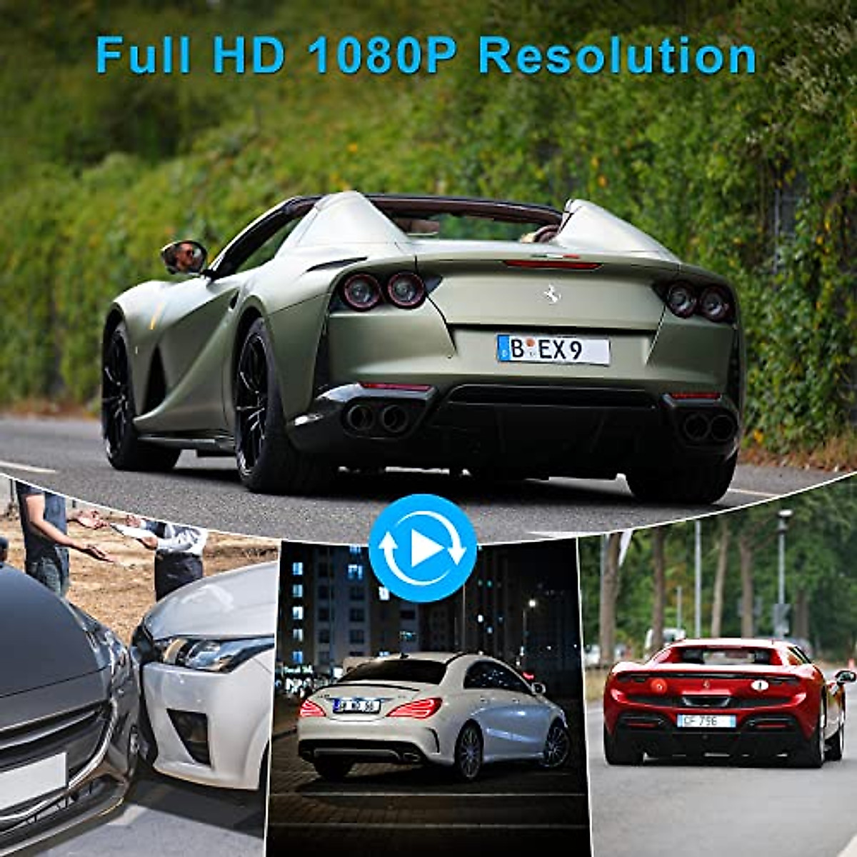 Edospor Dash Cam for Cars with 64G SD Card, 3'' IPS Screen Car Camera, 176° Wide Angle Dash Camera, 1080P FHD Dashcam with IR Night Vision, Loop Recording, Parking Mode, G-Sensor, WDR