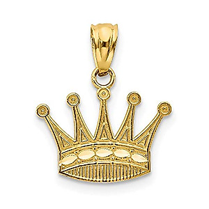 IceCarats 14K Yellow Gold Royal Princess Crown Necklace Charm Pendant 18mm x 15mm Only