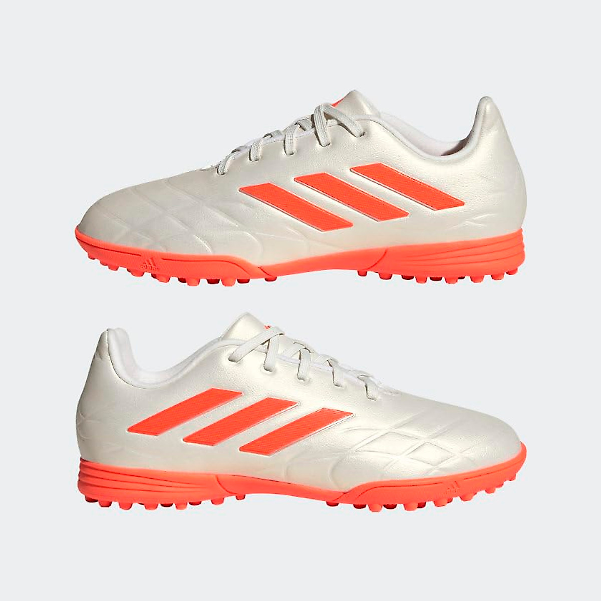 adidas Copa Pure.3 Turf Football Shoe, Off White/Team Solar Orange/Off White, 13.5 US Unisex Little Kid