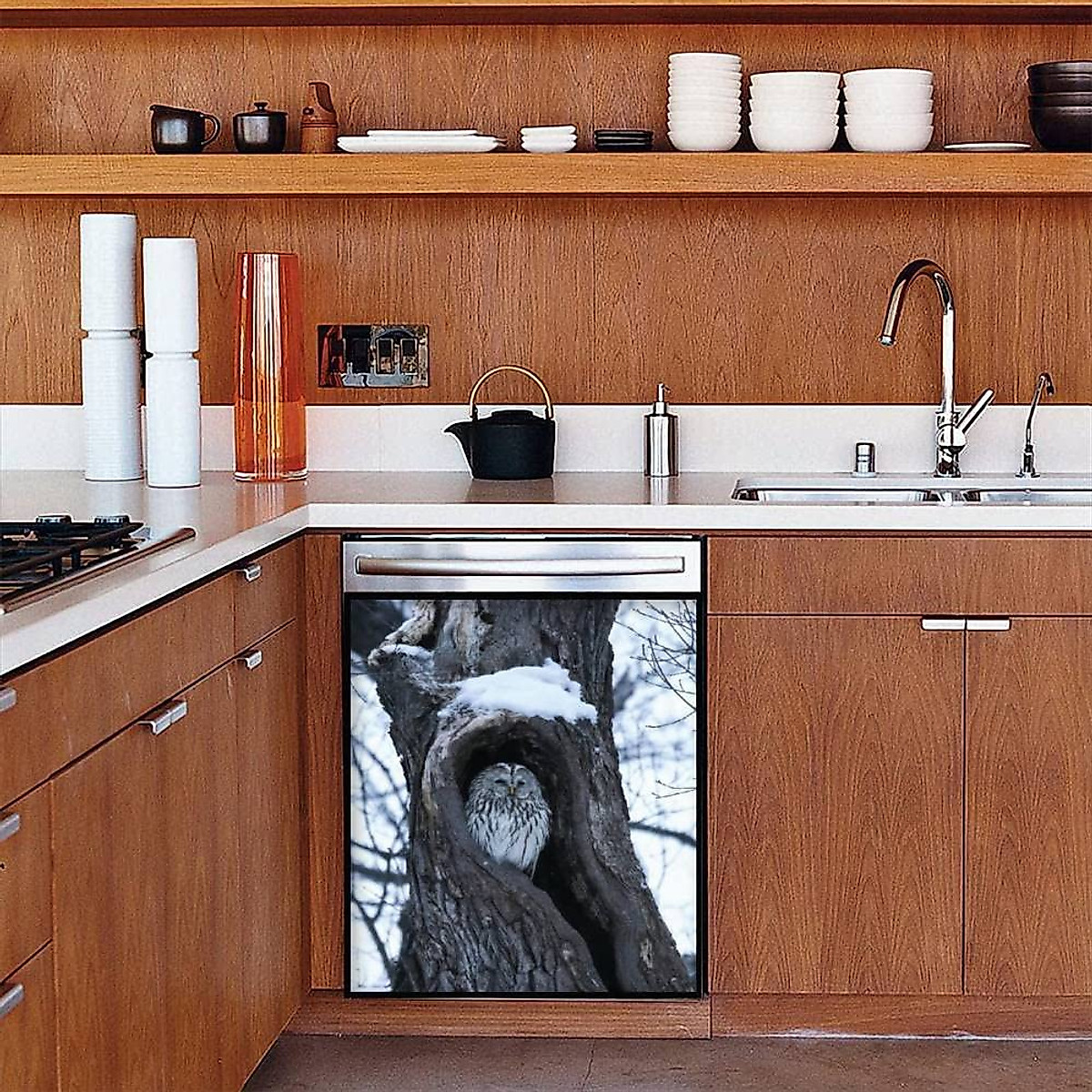 Dishwasher Magnet Cover Cute Owl Magnetic Refrigerator Stickers Decorative Appliance Cover Fridge Panels Metal Door Garage 23x26in Creative Gift Idea for Bird Lovers