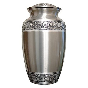 Customized Pewter Funeral Cremation Urn, Adult Size with Personalization