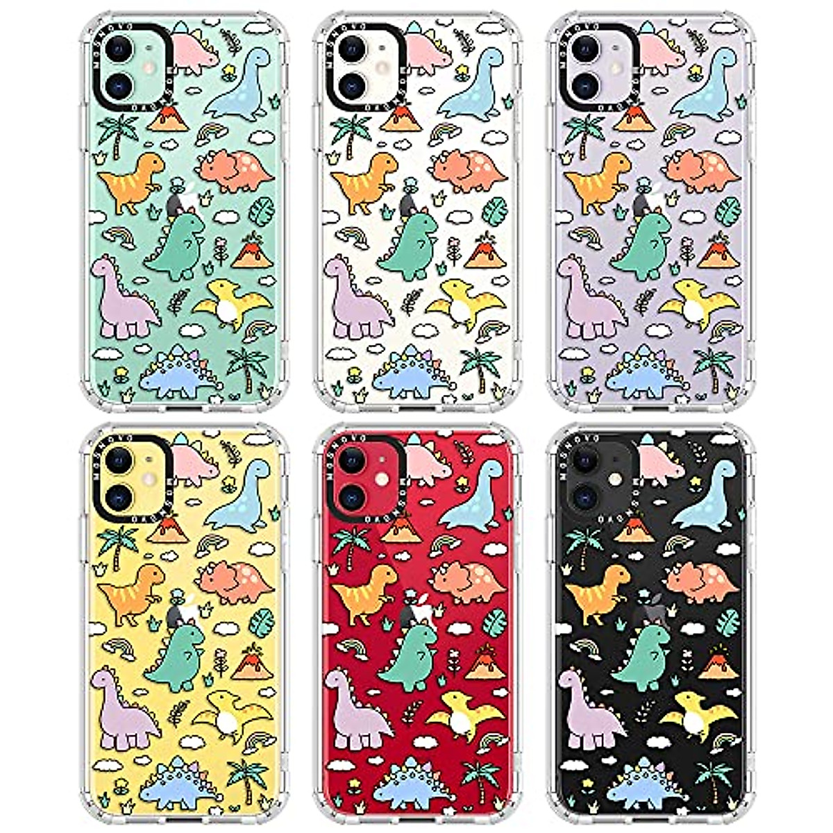MOSNOVO Compatible with iPhone 11 Case, [Buffertech 6.6 ft Drop Impact] [Anti Peel Off Tech] Clear TPU Bumper Phone Case Cover with Cute Joyful Dinosaur Designed for iPhone 11 6.1"