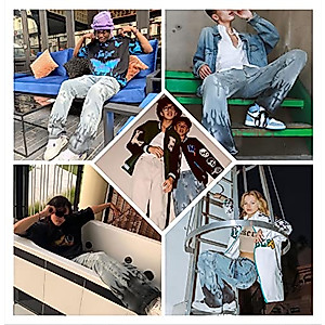 Aelfric Eden Unisex Denim Jeans Flame Cross Vibe Straight Jeans Streetwear Multi Pockets