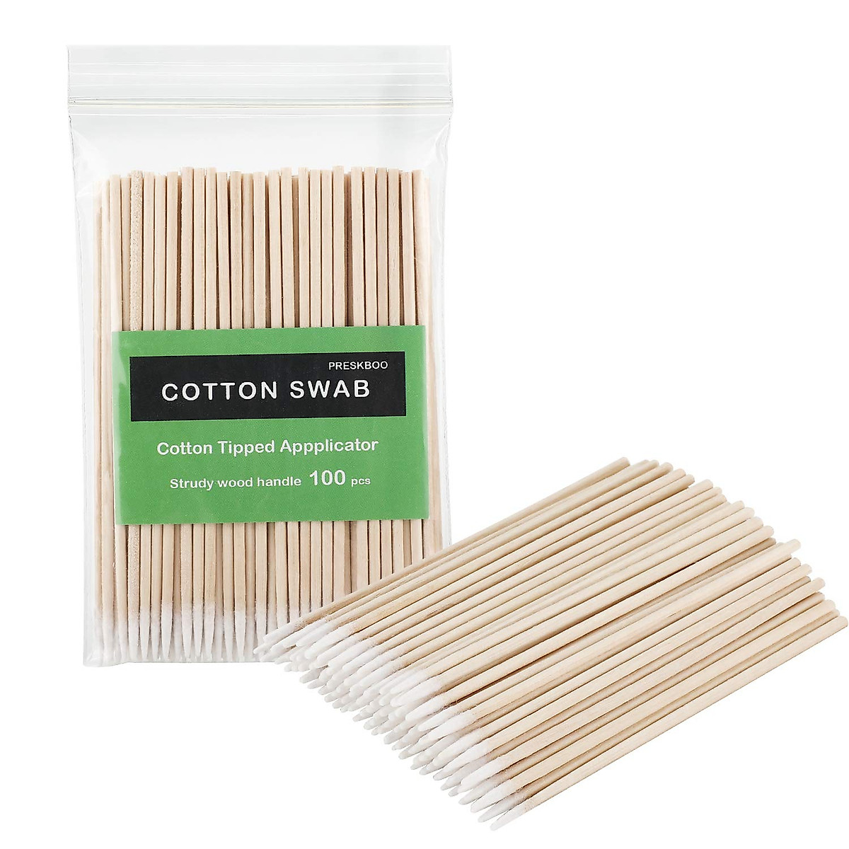 PRESKBOO 400 Count Microblading Cotton Swab, Cotton Swabs Pointed Tip, Cotton Swabs Wood Sticks, Cotton Tipped Applicator, Tattoo Permanent Supplies, Makeup Cosmetic Applicator Sticks