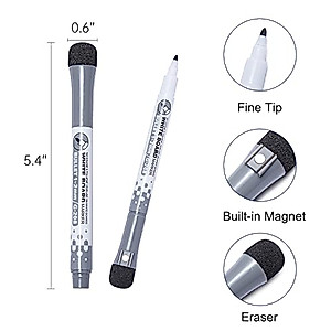 TSJ OFFICE Dry Erase Markers - 8 Colors Fine Point Tip White Board Marker with Eraser, Low Odor Whiteboard Markers for Kids, Teachers…