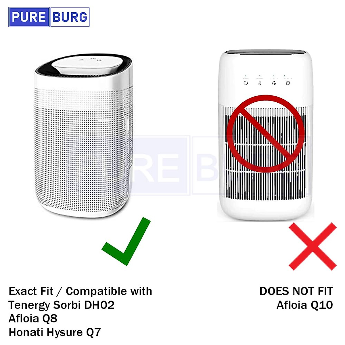 PUREBURG 3-Pack Replacement HEPA Filter Set Compatible with Afloia AQ8 Q8 & Honati Hysure Q7, Tenergy Sorbi 2-in-1 Dehumidifier (1000ML)