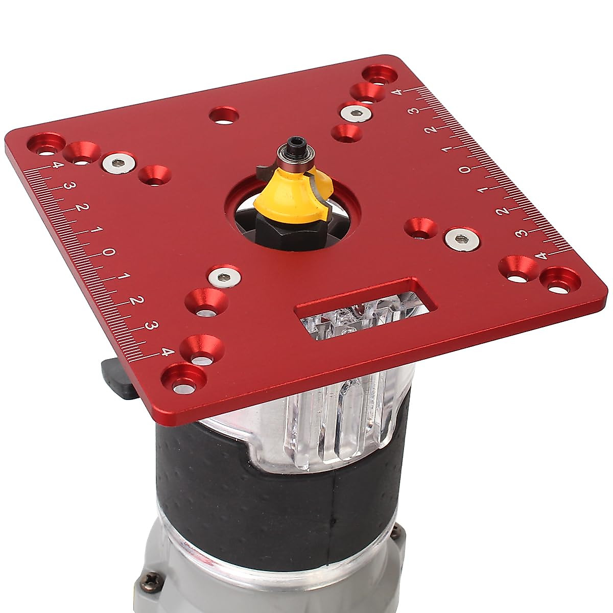 KETIPED Aluminium Router Table Insert Plate,Mini Square Woodworking Benches Router Flip Plate,Multifunctional Trimming Engraving Table,055Red