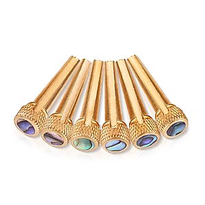 Tbest 6Pcs Guitar Bridge Pins,Brass Bridge Pins for Acoustic Guitar Bridge Pins- Endpin Inlaid Abalone Dot Acoustic Guitar Replacement Parts(Rose Gold)