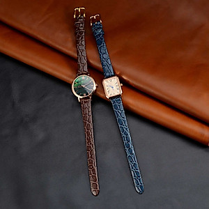 BISONSTRAP Leather Watch Straps, Soft Replacement Bands with Polished Buckle,12mm, Brown with Gold Buckle